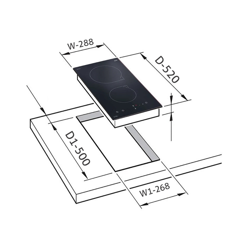 Glen - Built In Induction Hob - 1013 IC with 2 Zones and 30 cm size on ...