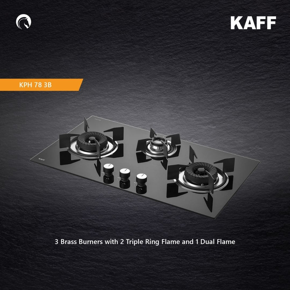 Kaff 78 cm 3 Burner Hob Premier Range KPH 783 B on Decure.in