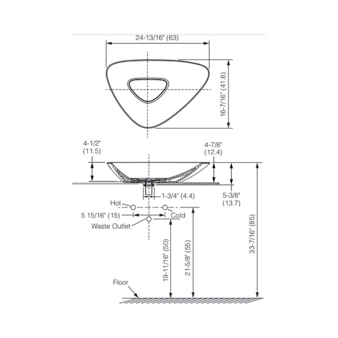 Kohler - Table Top Speciality White Wash Basin - Nysa - K-31343IN-SS-0 ...