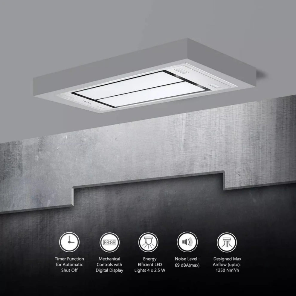 Kaff 110 cm Ceiling Mounted Chimney Island Series SKYVENT 110 on Decure.in