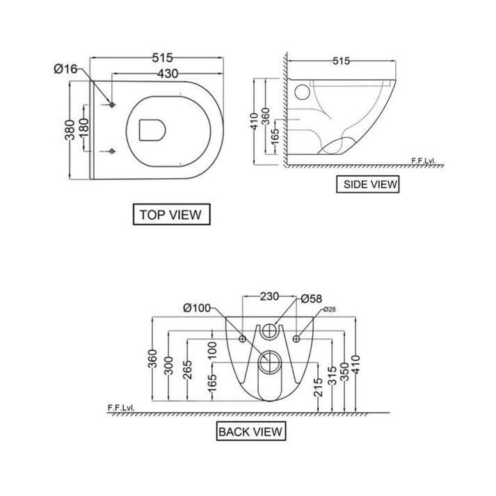 Jaquar Wall Mounted White Closet WC Continental CNS-WHT-963UFSM with P-Trap on Decure.in
