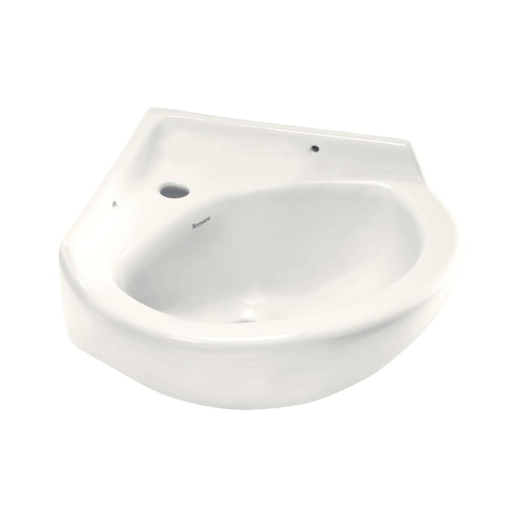 Parryware White Corner Wall Mounted Small Basin – Decure.in
