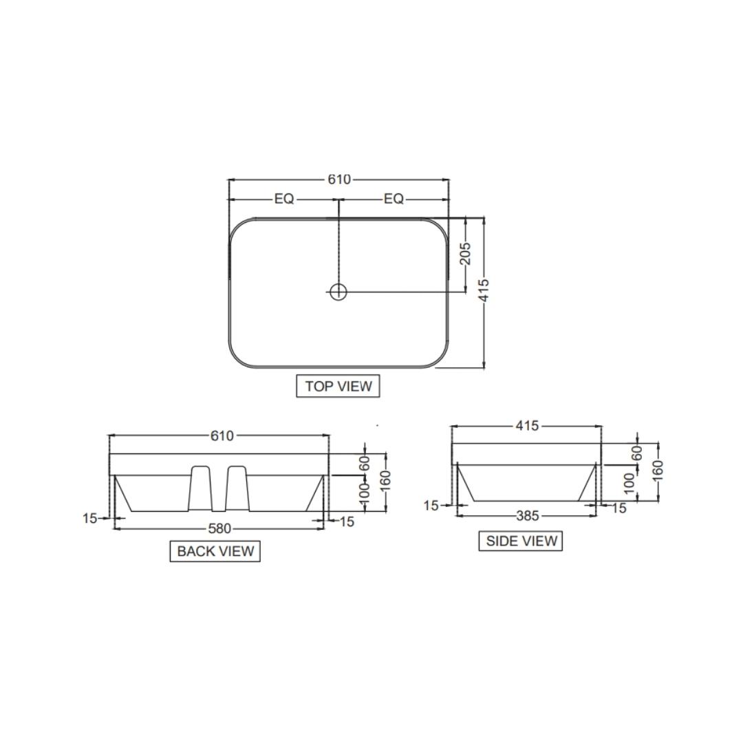 Jaquar - Counter Top Rectangle White Wash Basin - D'ARC - DRS WHT 37601 ...