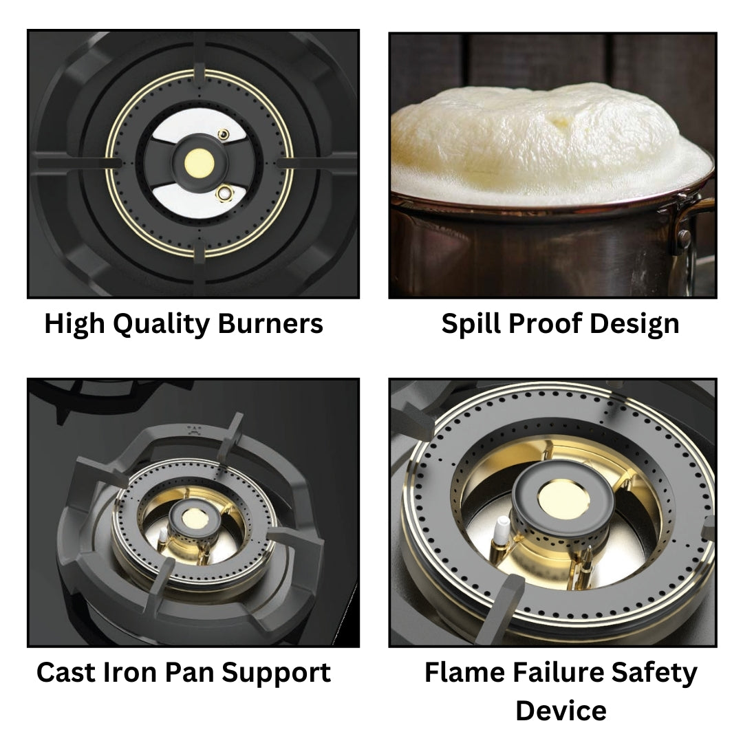 Hafele 78 cm 3 Burner Hob Essentia Series AUGUSTA 378 on Decure.in