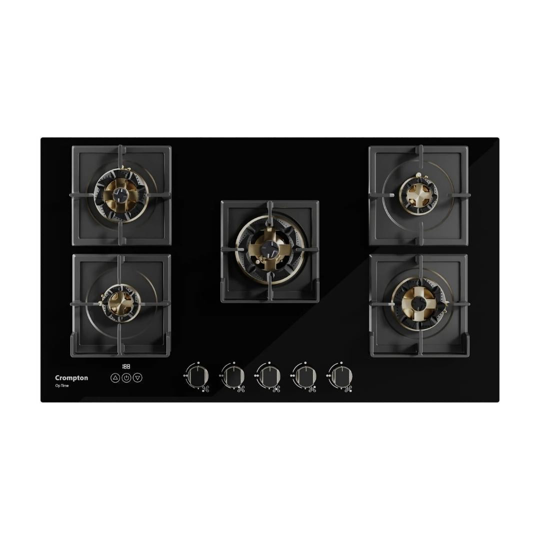 Crompton 90 cm 5 Burner Hob Optime Series HOB-OPFBTI900-MBL on Decure.in