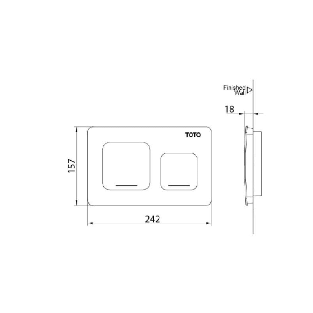 Toto Flush Plate Flush Panel MB003CPR-2 - Chrome on Decure.in