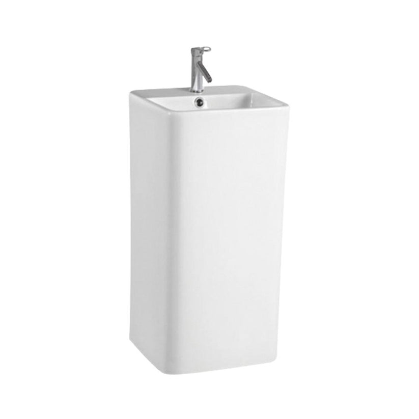Parryware - Floor Standing Square White Wash Basin - Qube - C8861 by Decure.in