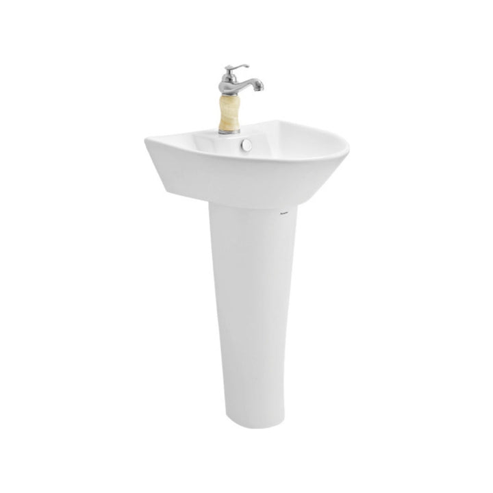 Cera White Semi Circle Full Pedestal Standard Basin – Decure.in
