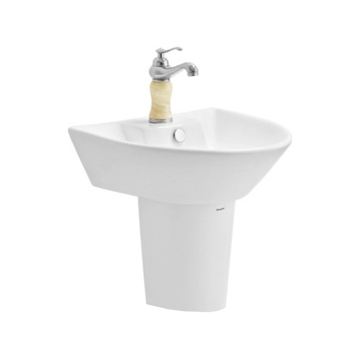 Cera White Semi Circle Half Pedestal Standard Basin – Decure.in