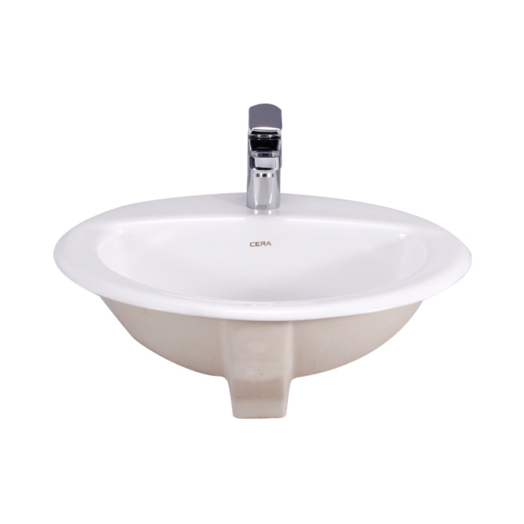 Cera - Counter Top Oval White Wash Basin - S2030101 by Decure.in