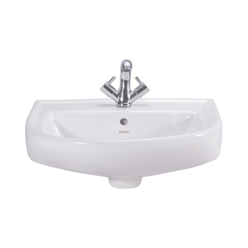 Cera - Wall Mounted Semi Circle White Wash Basin - S2040121 by Decure.in